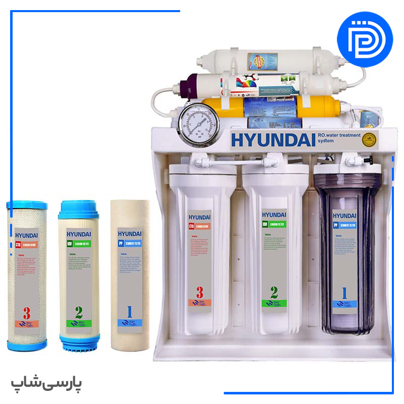 دستگاه تصفیه آب 8 مرحله هیوندای مدل HU-P-8800 به همراه فیلتر تصفیه آب کد HU-3s مجموعه سه عددی ...